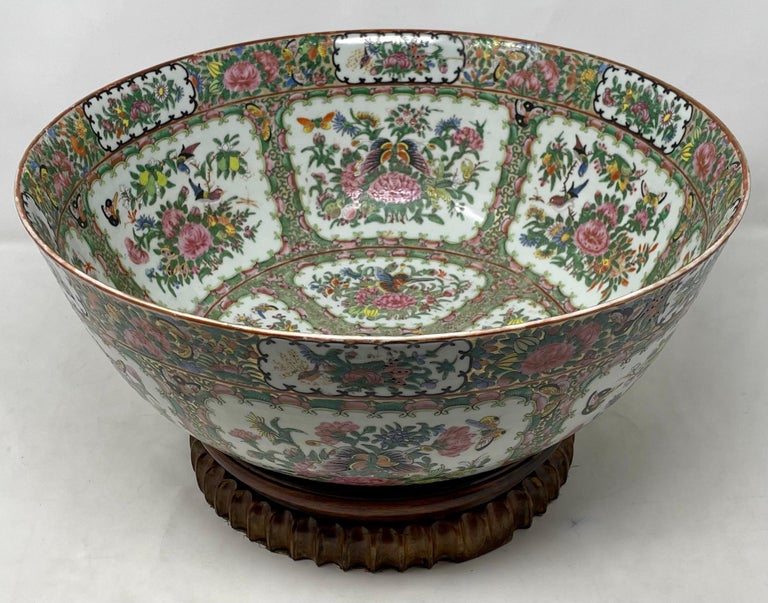 Large Antique 19th Century Chinese Rose Canton Porcelain Bowl on ...