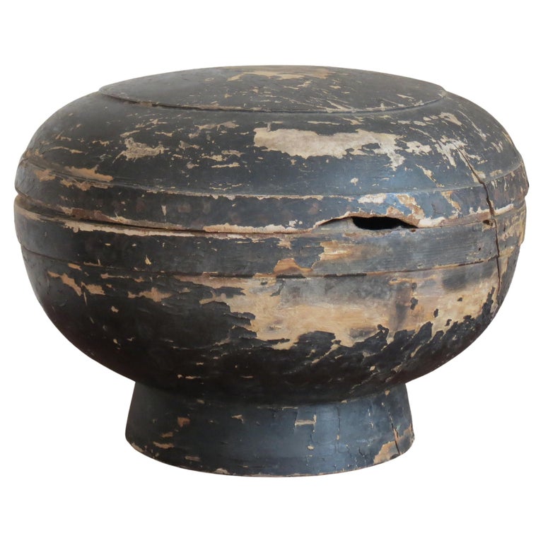 Large Antique 19th Century Japanese Lacquered Lidded Circular Box 1800s ...