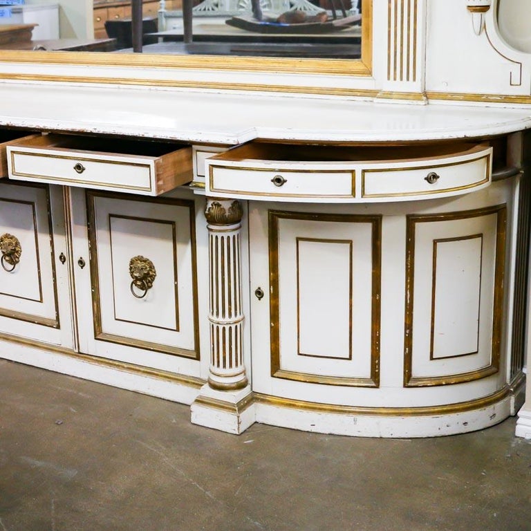 Large Antique 19th Century Sideboard Buffet with Mirror Painted White ...