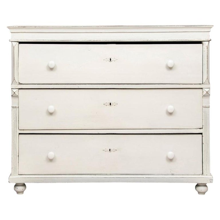 Large Antique 3 Drawer Cottage Chest in Custom Paint For Sale at 1stDibs