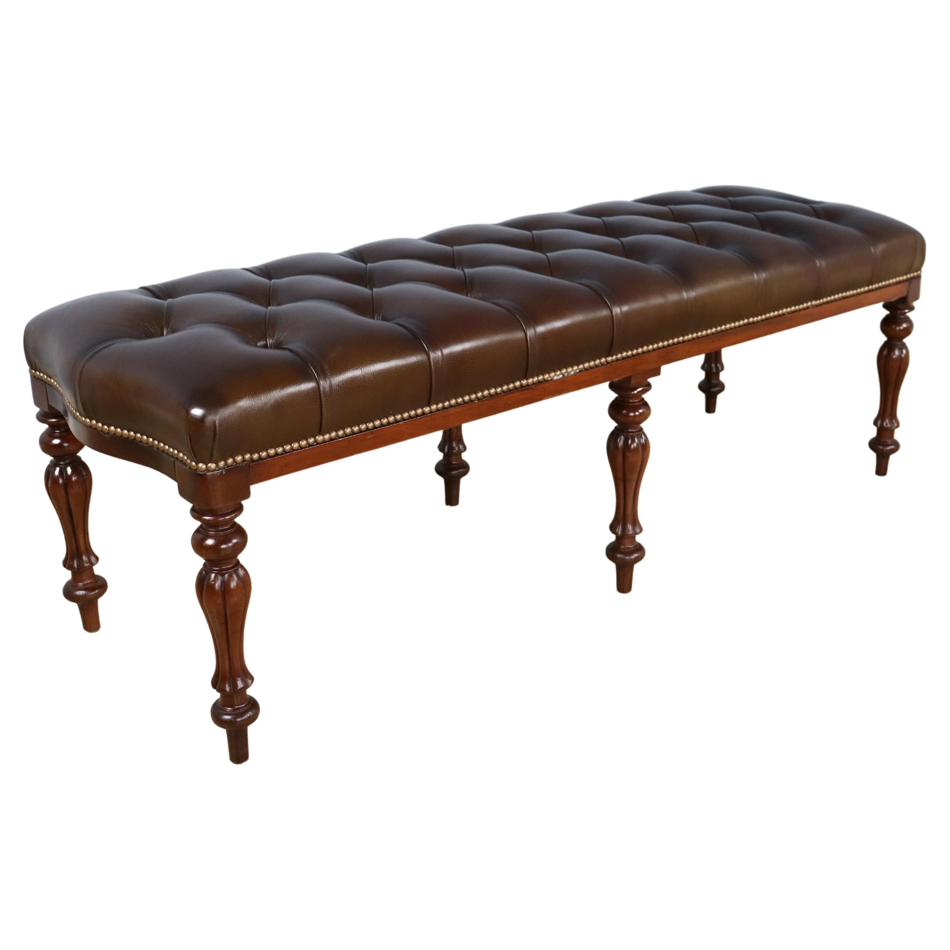 Tufted Leather Bench at 1stDibs