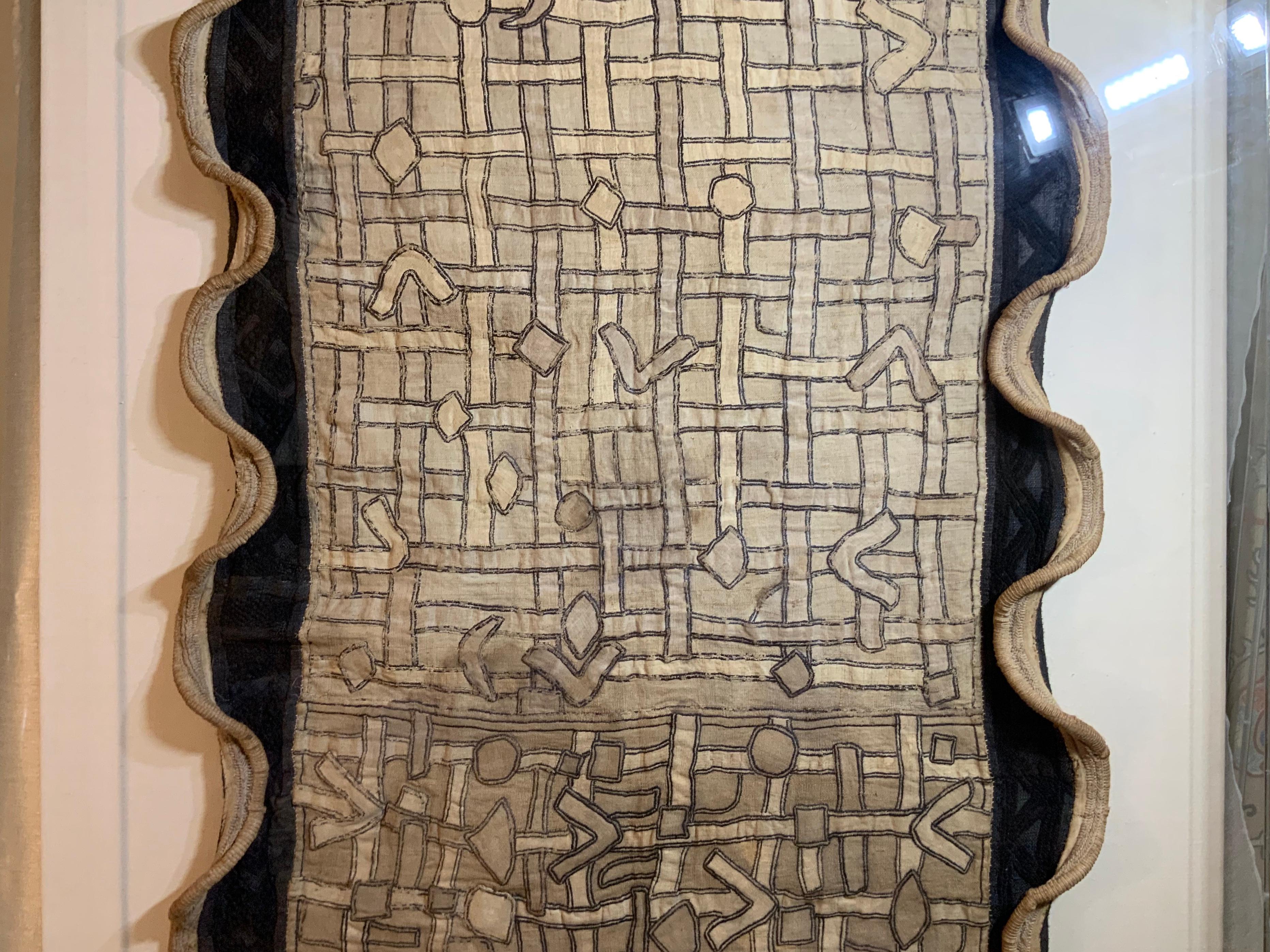 Large Antique African Kuba Textile Museum Mount in Lucite Shadowbox ...