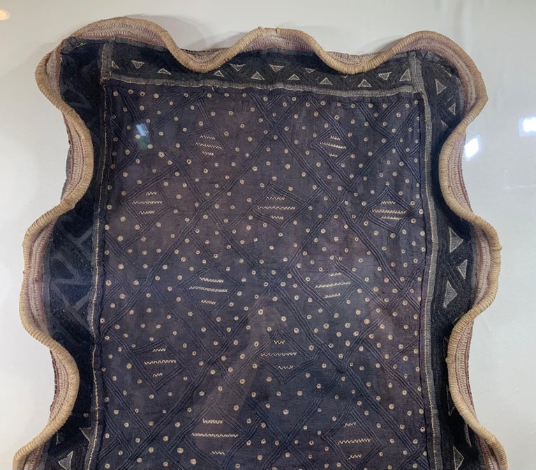 Large Antique African Kuba Textile Museum Mount in Lucite Shadowbox ...