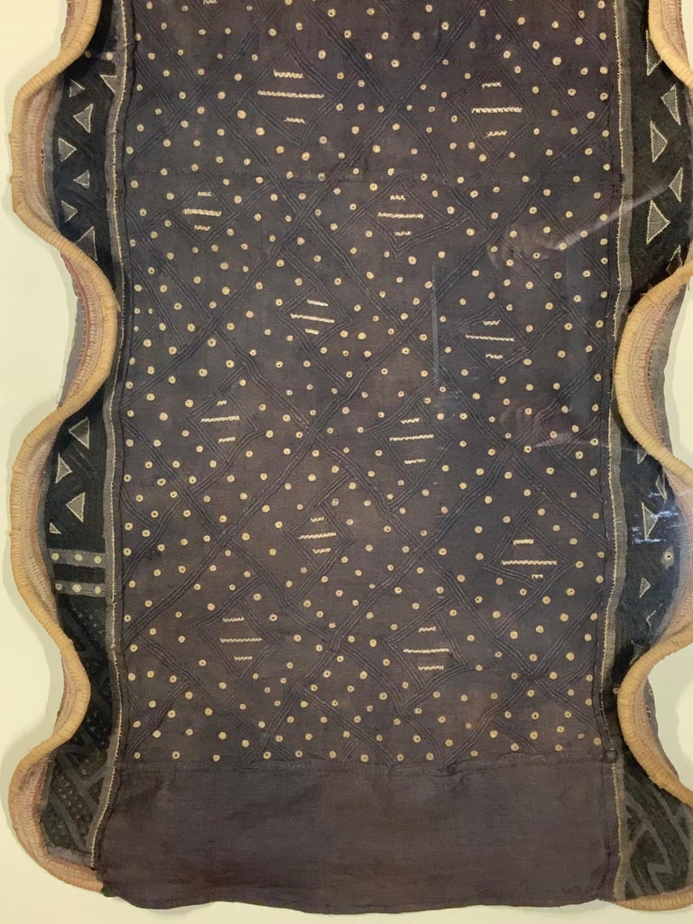 Large Antique African Kuba Textile Museum Mount in Lucite Shadowbox ...