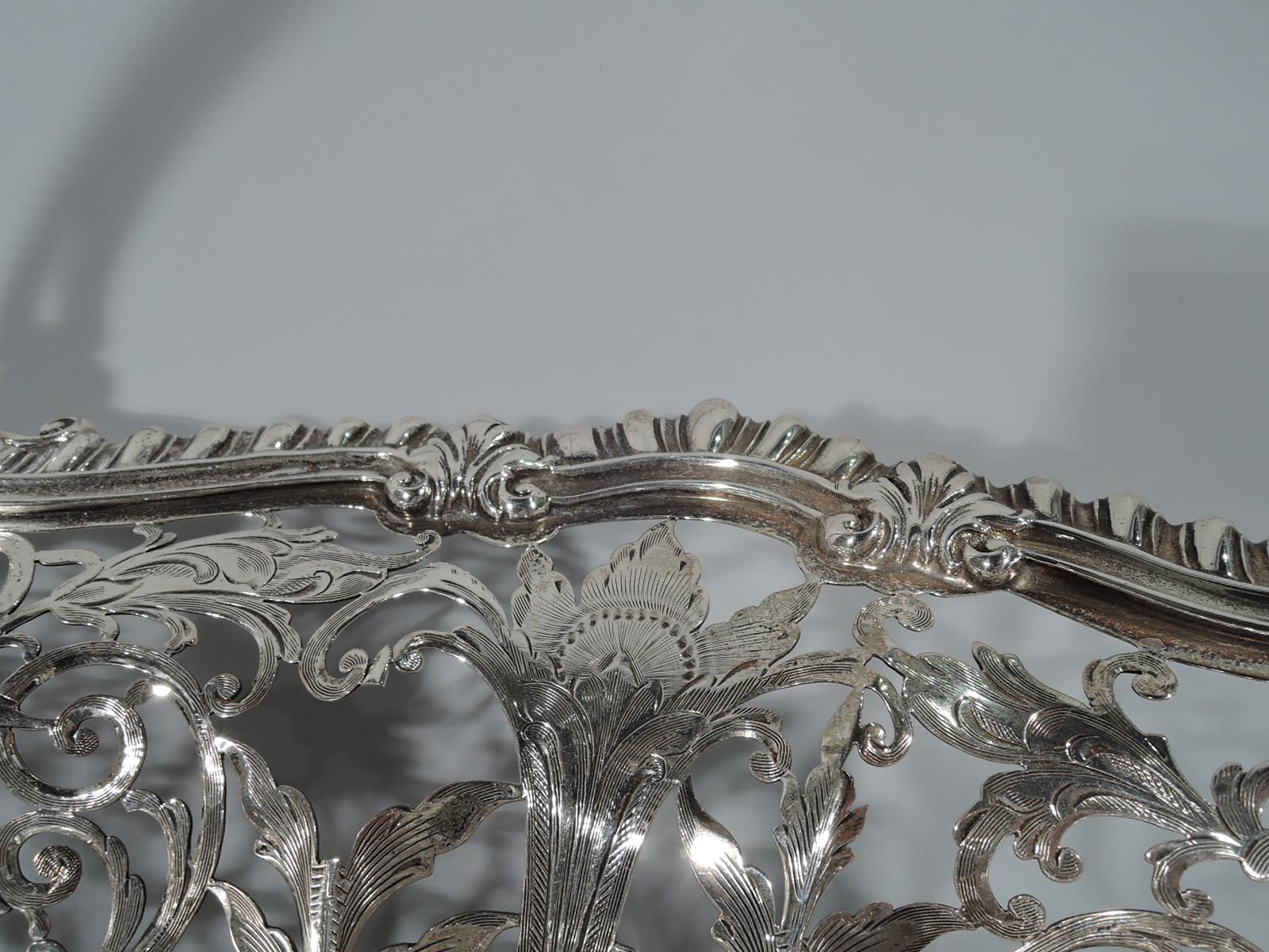 Large Antique American Sterling Silver Flower Basket For Sale at ...