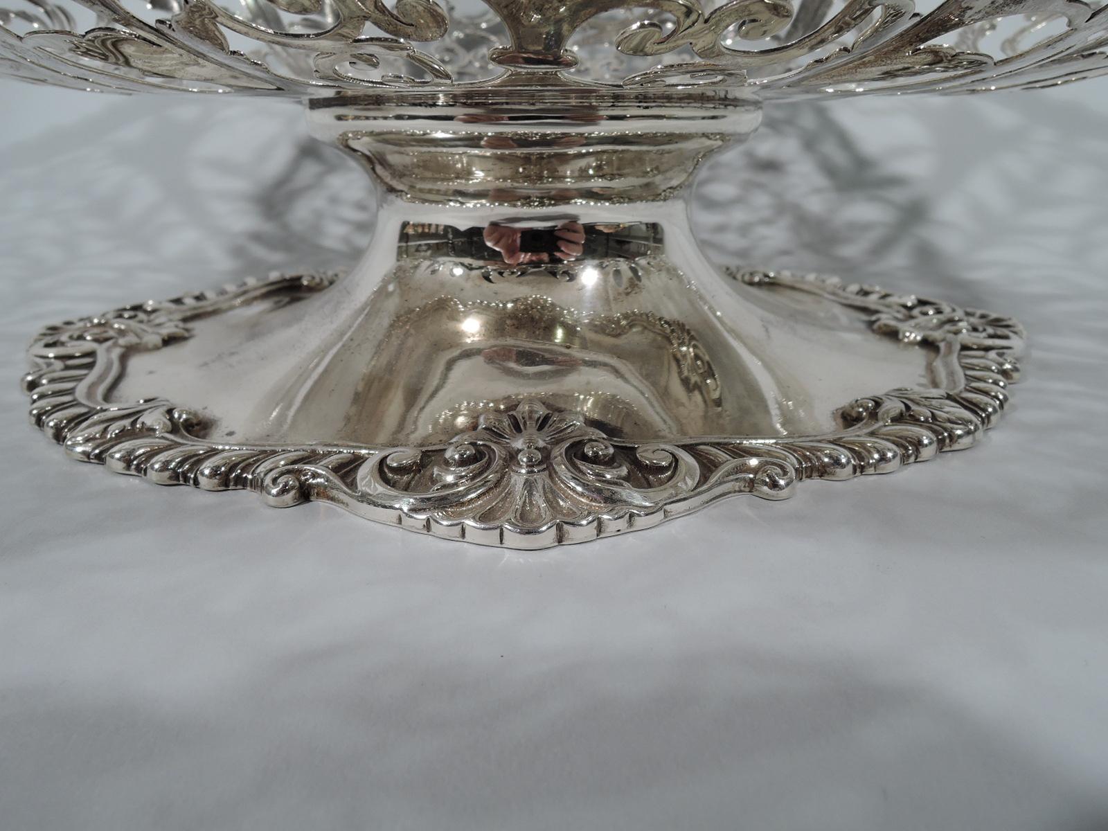 Large Antique American Sterling Silver Flower Basket For Sale at ...