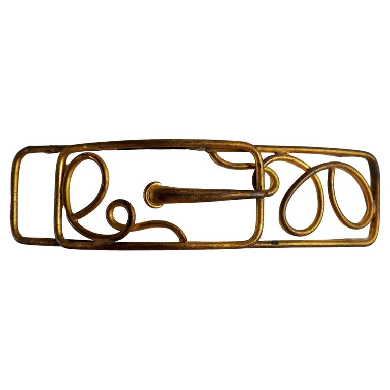 Large Antique Art Nouveau Gilt Brass Belt Sash Buckle For Sale at 1stDibs