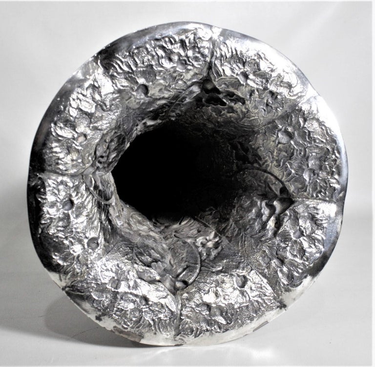 Large Antique Art Nouveau Silver Plated Trumpet Vase with Repousse ...