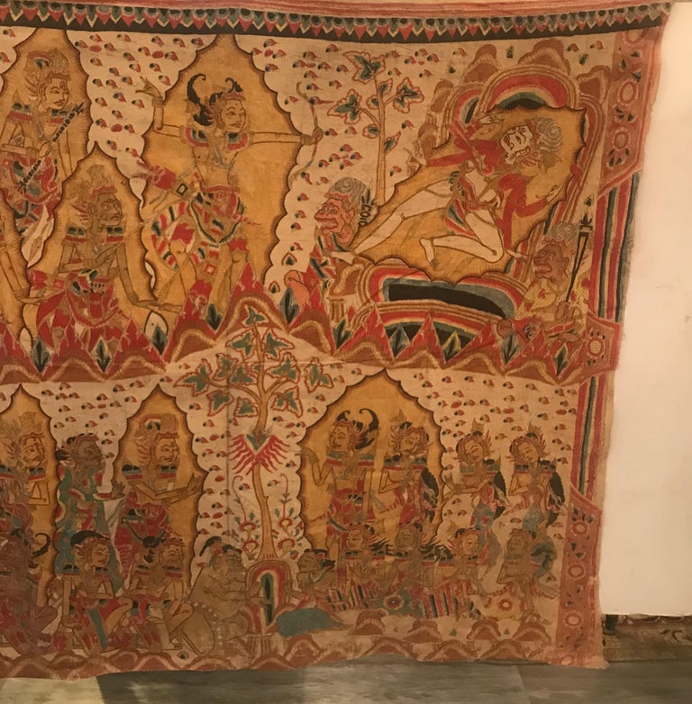 Large Antique Balinese Handwoven and Painted Batik Tapestry For Sale at ...