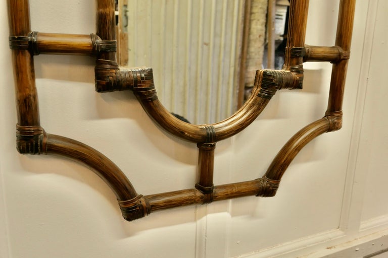 Large Antique Bamboo Wall Mirror For Sale at 1stDibs