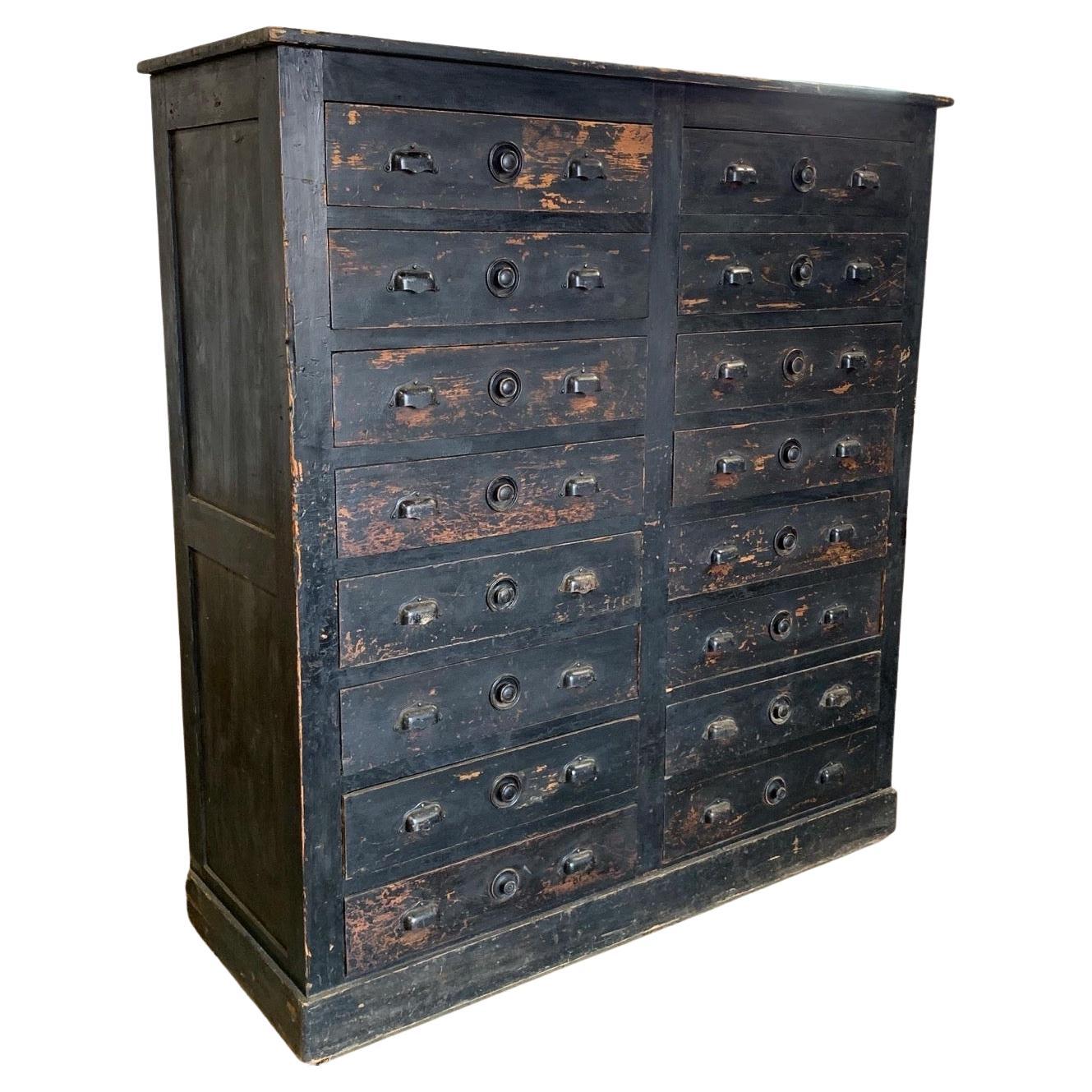 Industrial Bank of Pine Drawers For Sale at 1stDibs
