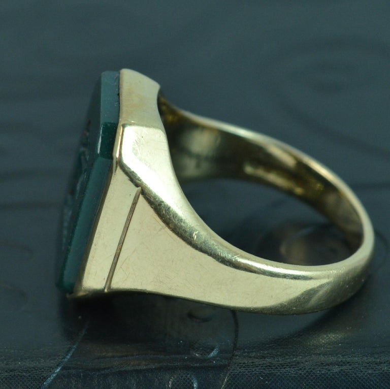 Large Antique Bloodstone Ram Intaglio 9 Carat Gold Seal Signet Ring at ...