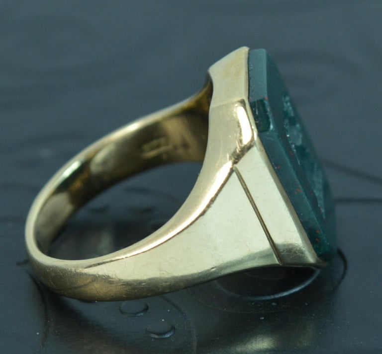 Large Antique Bloodstone Ram Intaglio 9 Carat Gold Seal Signet Ring at ...
