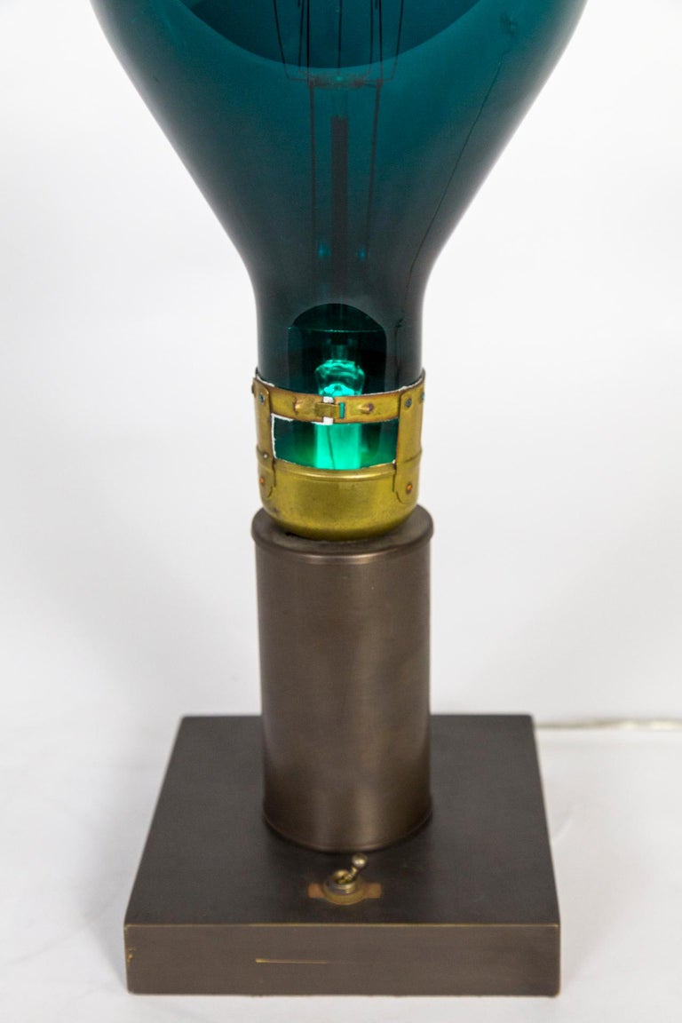 Large Antique Blue Light Bulb Lamp at 1stDibs