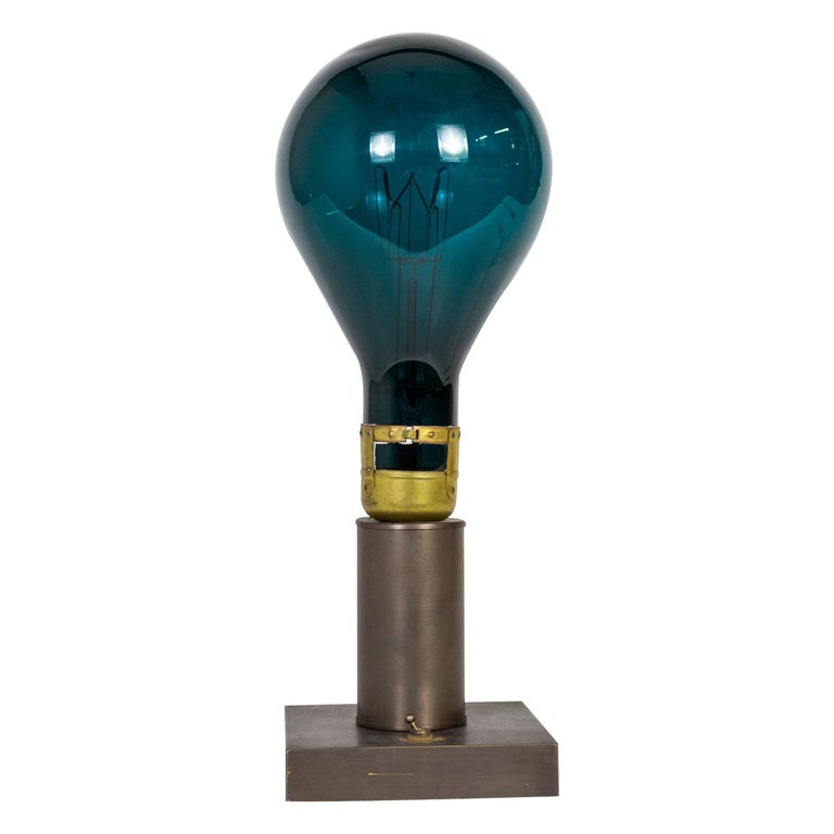 Large Antique Blue Light Bulb Lamp at 1stDibs