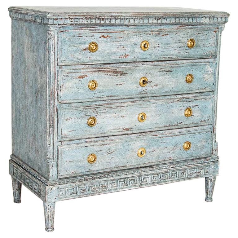 Large Antique Blue Painted Chest of Drawers from Sweden at 1stDibs