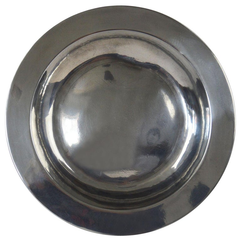Large Antique Brightly Polished Pewter Dish. English, 18th Century For ...
