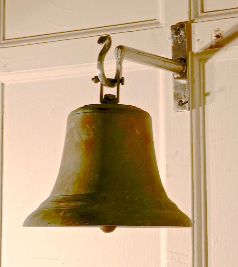 Large Antique Bronze French Ships Bell with New Wall Mounting Bracket ...