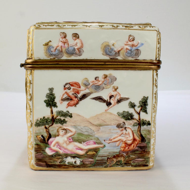 Large Antique Capodimonte Porcelain Meissen Style Porcelain Casket or ...