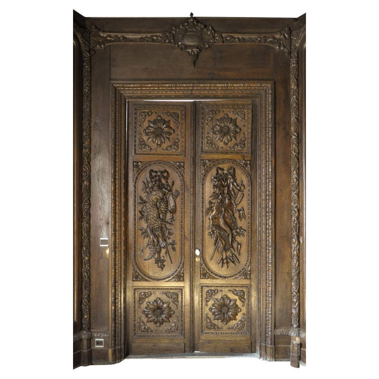 Large antique carved oak wood panelled room For Sale at 1stDibs