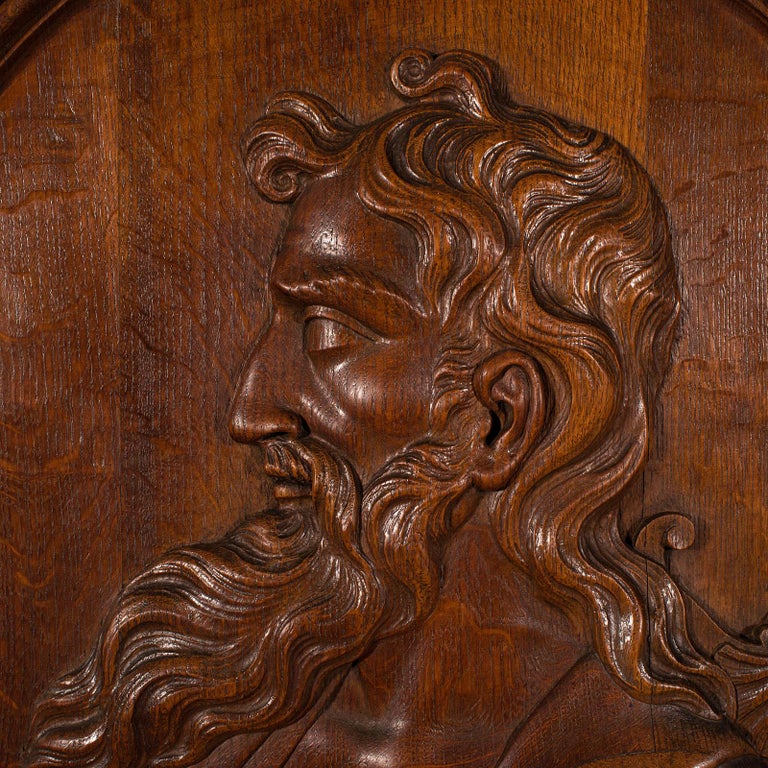 Large Antique Carved Portrait, Italian, Oak, Decorative Relief Panel ...