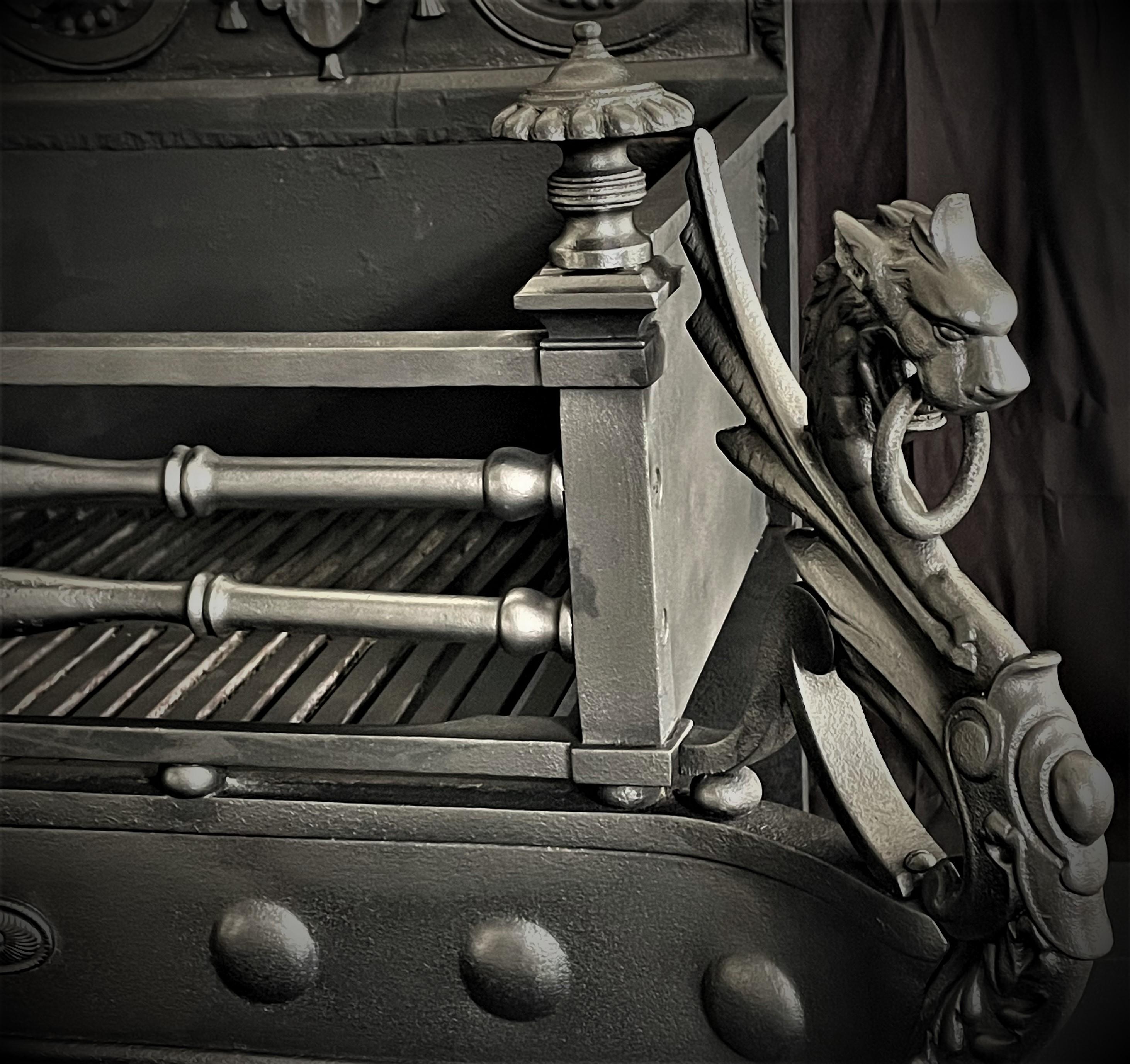 Large antique cast iron fire grate in the Renaissance style For Sale at ...