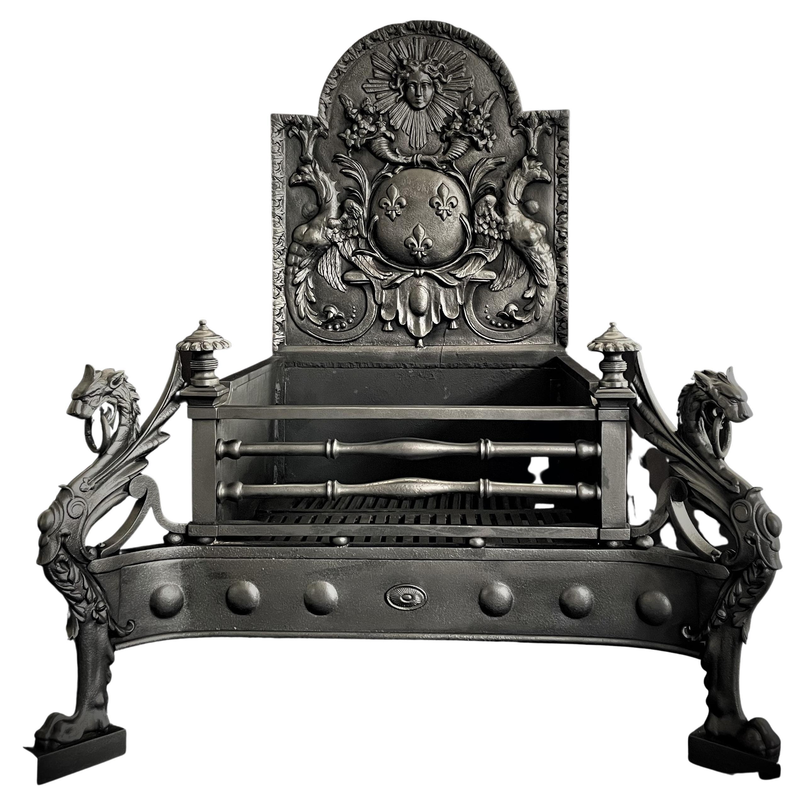 Highly Decorated Fire Grate/Front in Egyptian Style, circa 1820 at 1stDibs