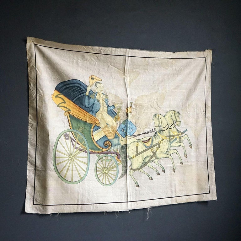 Large Antique Chinese Export Painting, Gouache On Silk, 19th Century ...