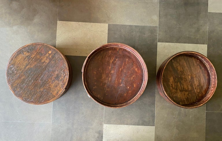 Antique Chinese Round Table, Lacquer Multilayered Bao Container For ...