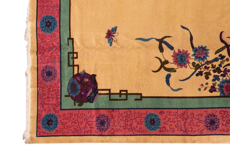 Large Antique Chinese Nichols Wool Rug For Sale at 1stDibs
