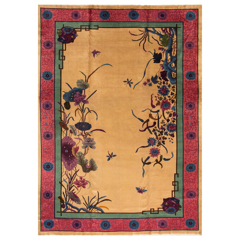 Large Antique Chinese Nichols Wool Rug For Sale at 1stDibs