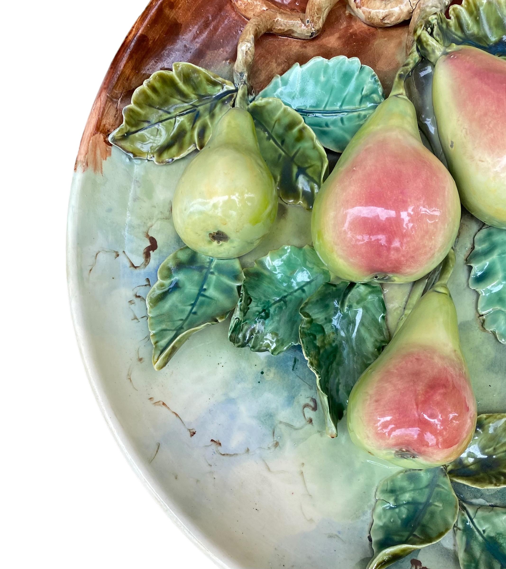 Large Antique Continental Majolica Wall Plaque of Pears on Vine For ...