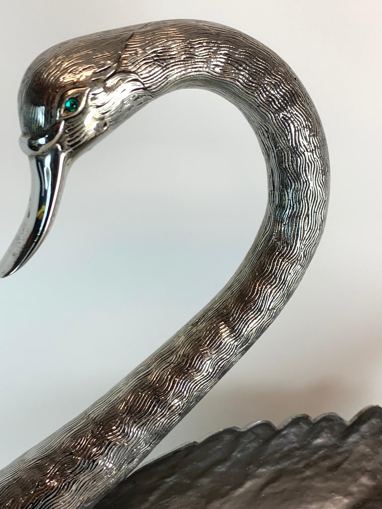 Large Antique Continental Silver Plated Swan Centerpiece, Style of ...