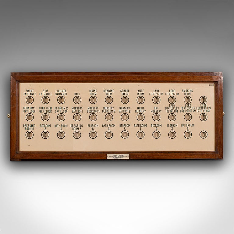Large Antique Country House Butler's Bell Board, English, Room Panel ...