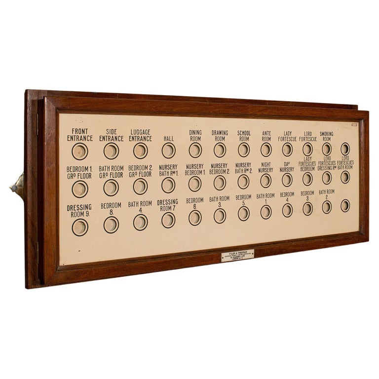 Large Antique Country House Butler's Bell Board, English, Room Panel ...