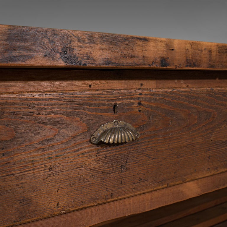 Large Antique Craftsman's Table, Pine, Kitchen Island, Retail, Bench ...