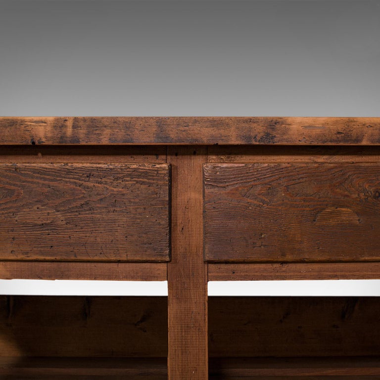 Large Antique Craftsman's Table, Pine, Kitchen Island, Retail, Bench ...