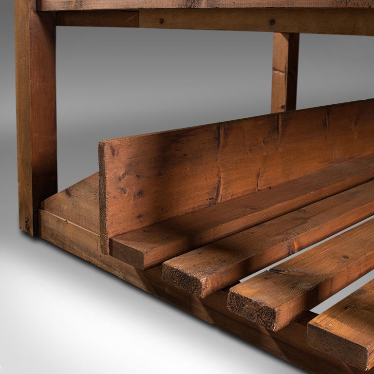 Large Antique Craftsman's Table, Pine, Kitchen Island, Retail, Bench ...