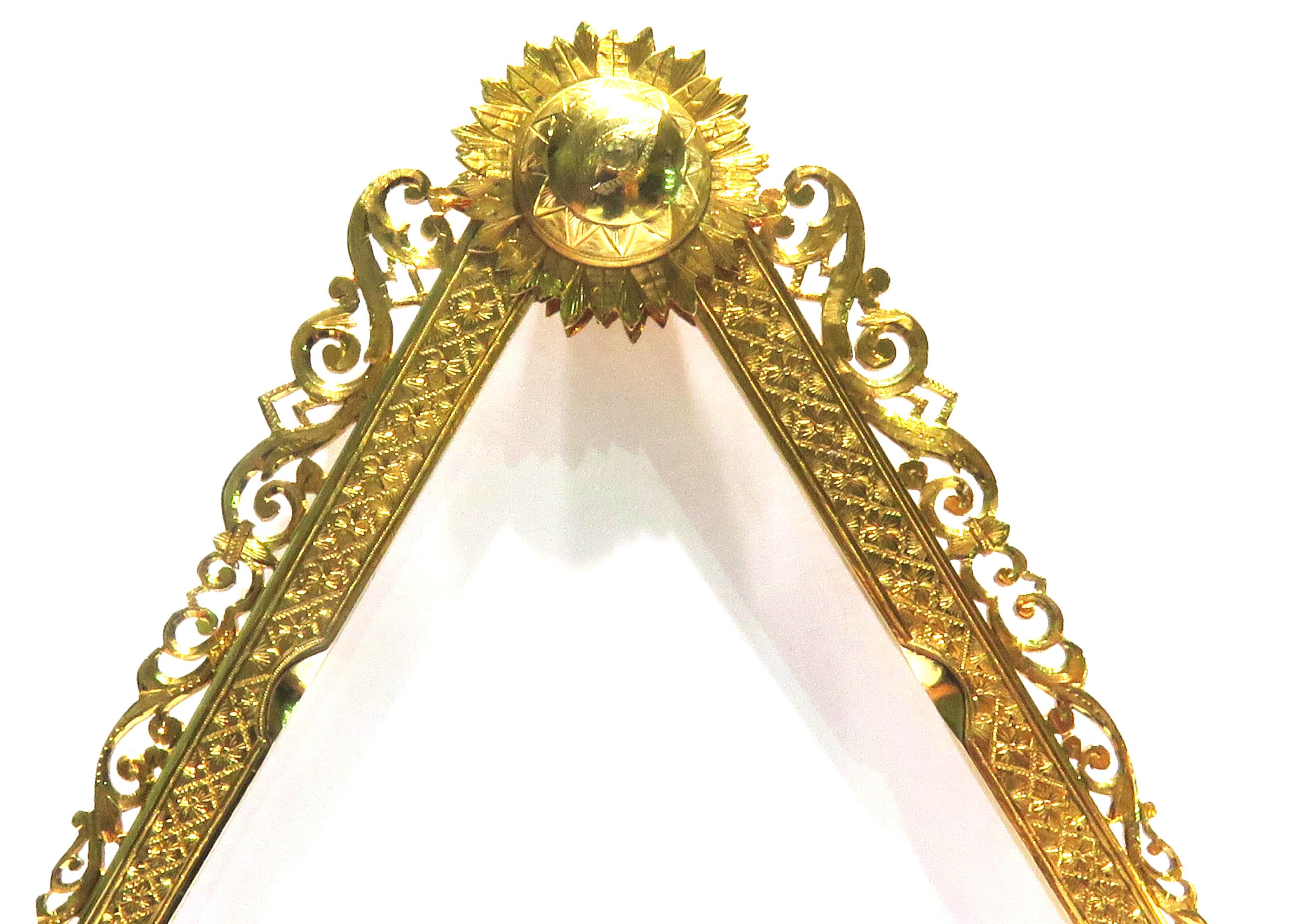 Large Antique Diamond Masonic Gold Compass Incredibly Hand-Engraved at ...