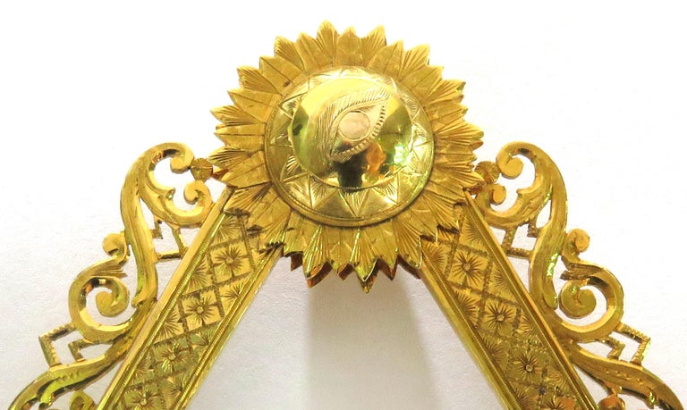 Large Antique Diamond Masonic Gold Compass Incredibly Hand-Engraved at ...