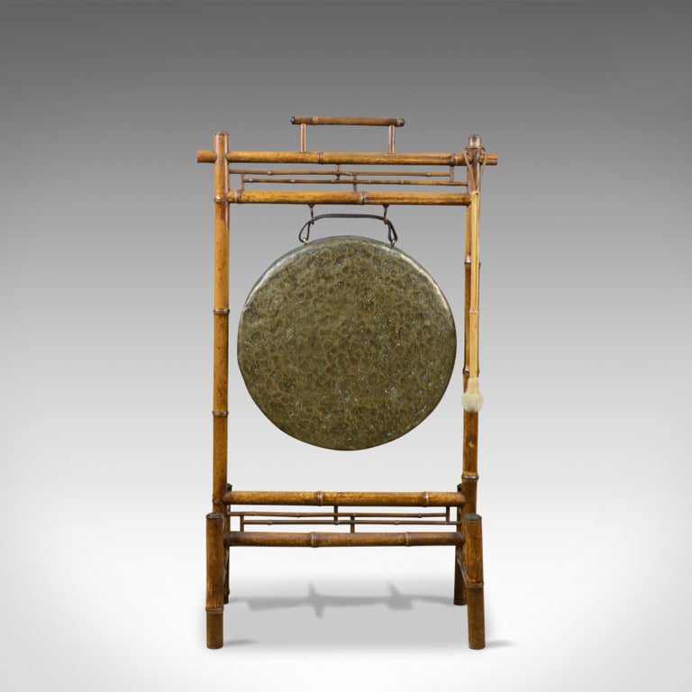 Large Antique Dinner Gong, Bamboo Frame, Victorian Instrument, circa ...