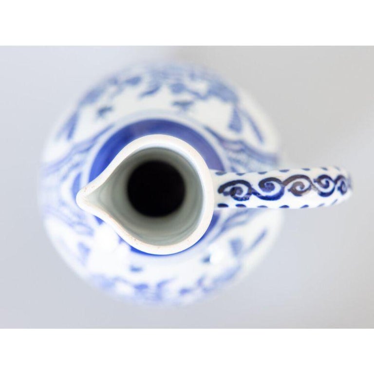 Large Antique Dutch Delft Faience Floral Pitcher Jug Ewer For Sale at ...