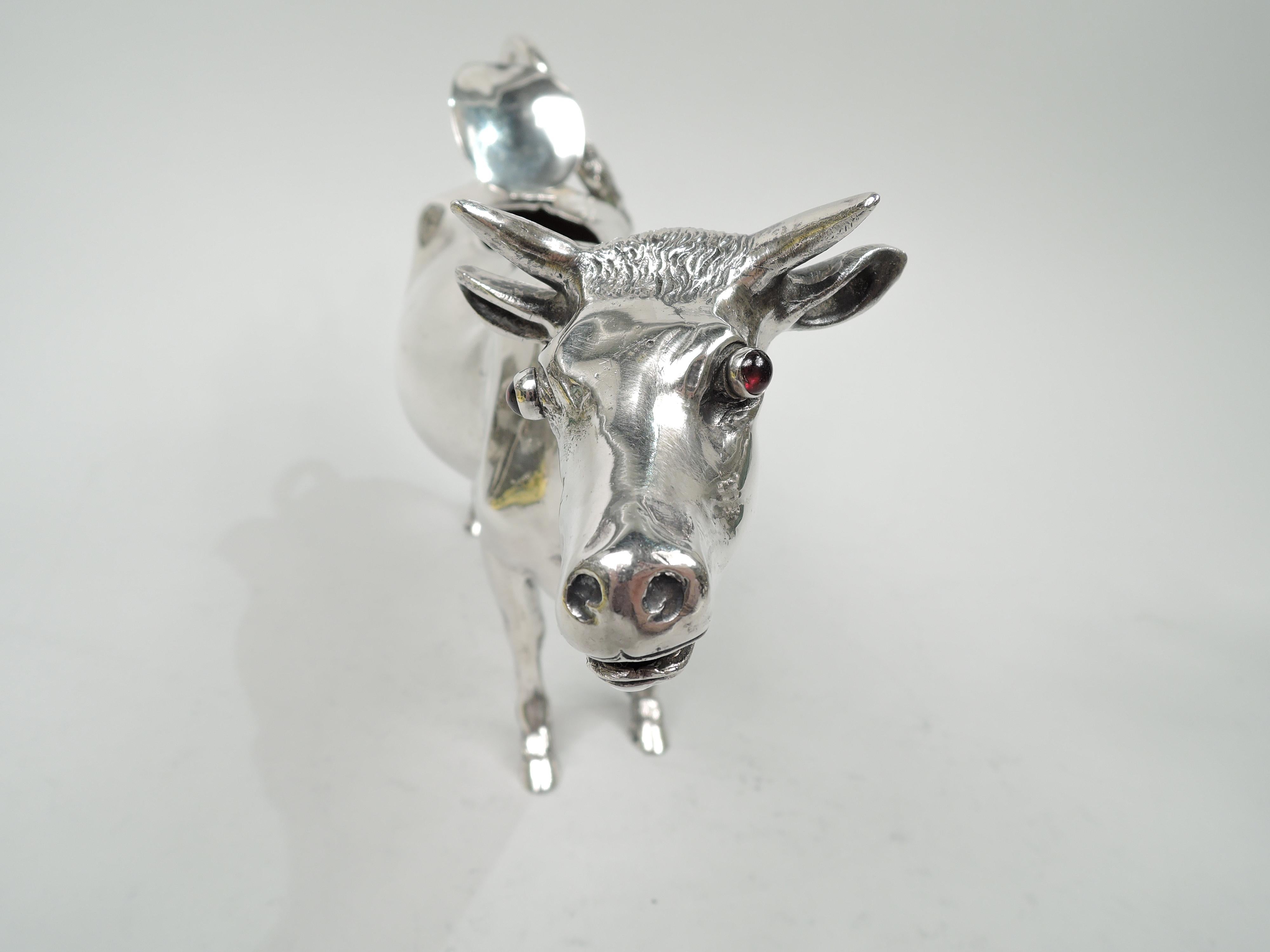Large Antique Dutch Silver Cow Creamer For Sale at 1stDibs