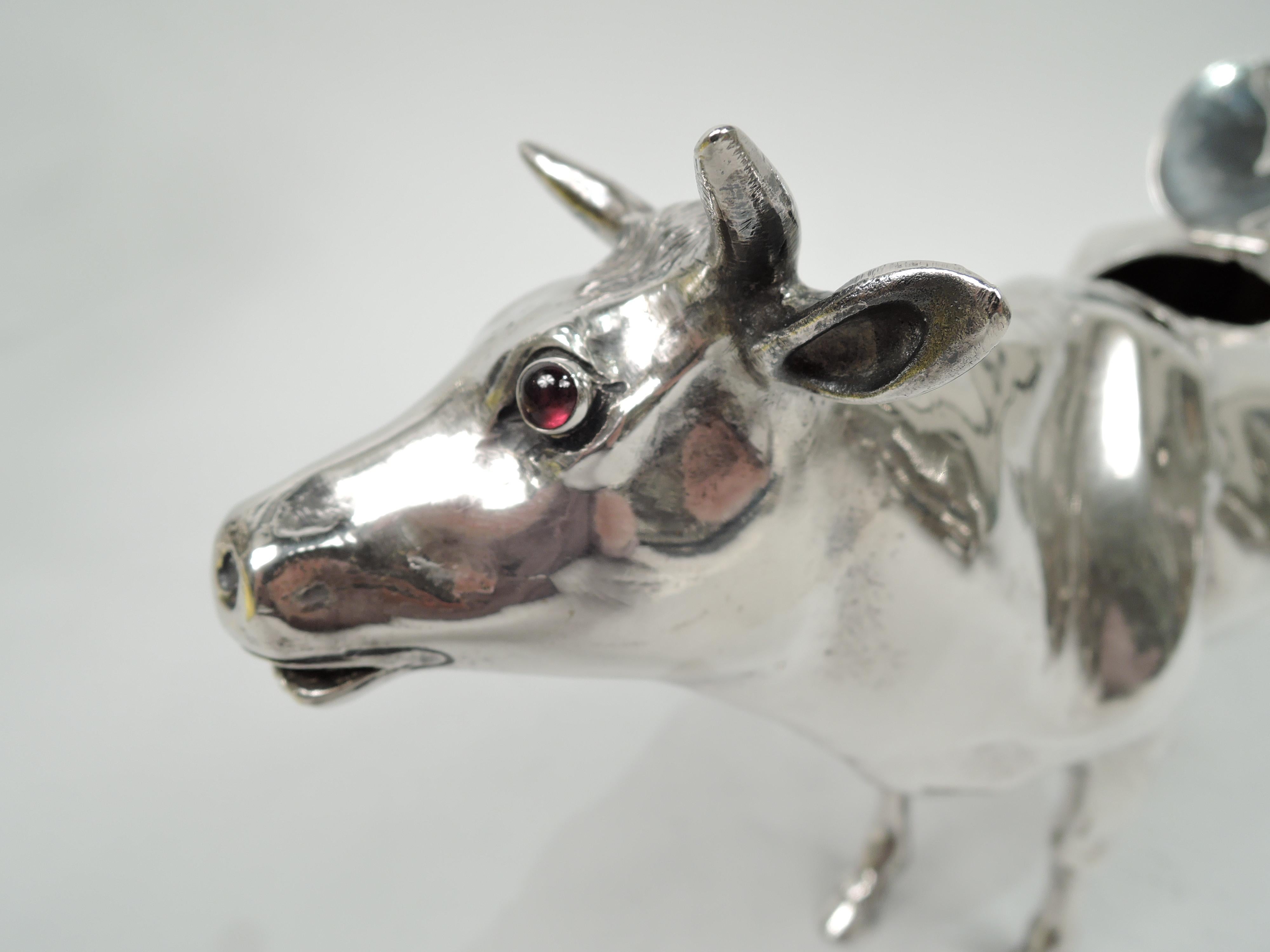 Large Antique Dutch Silver Cow Creamer For Sale at 1stDibs