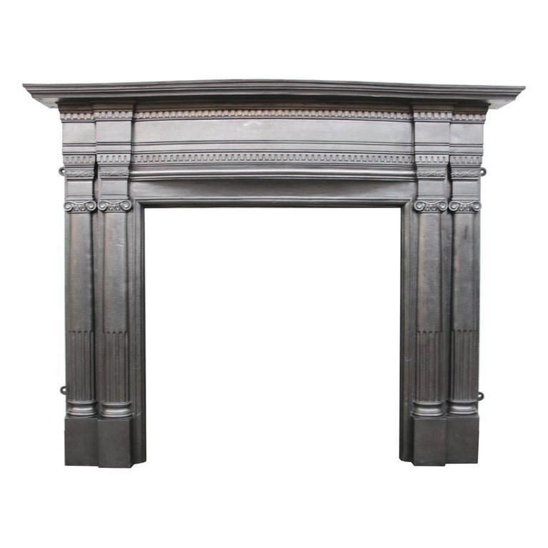Large Antique Edwardian Cast Iron Fireplace Surround For Sale at ...