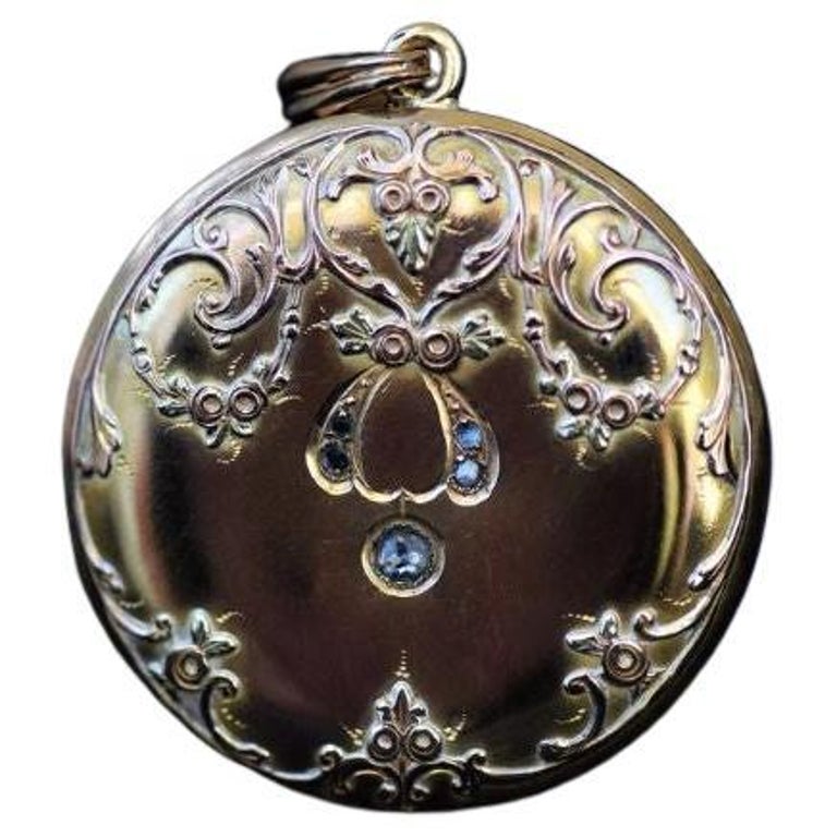 Large Antique Edwardian Diamond Pendant, Golden Floral Garland 1900s ...