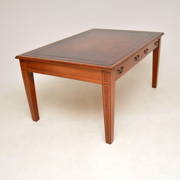 Large Antique Edwardian Library Table / Desk For Sale at 1stDibs