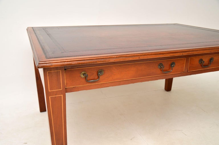 Large Antique Edwardian Library Table / Desk For Sale at 1stDibs