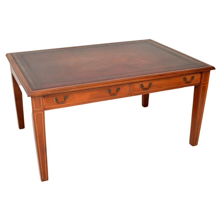 Large Antique Edwardian Library Table / Desk For Sale at 1stDibs
