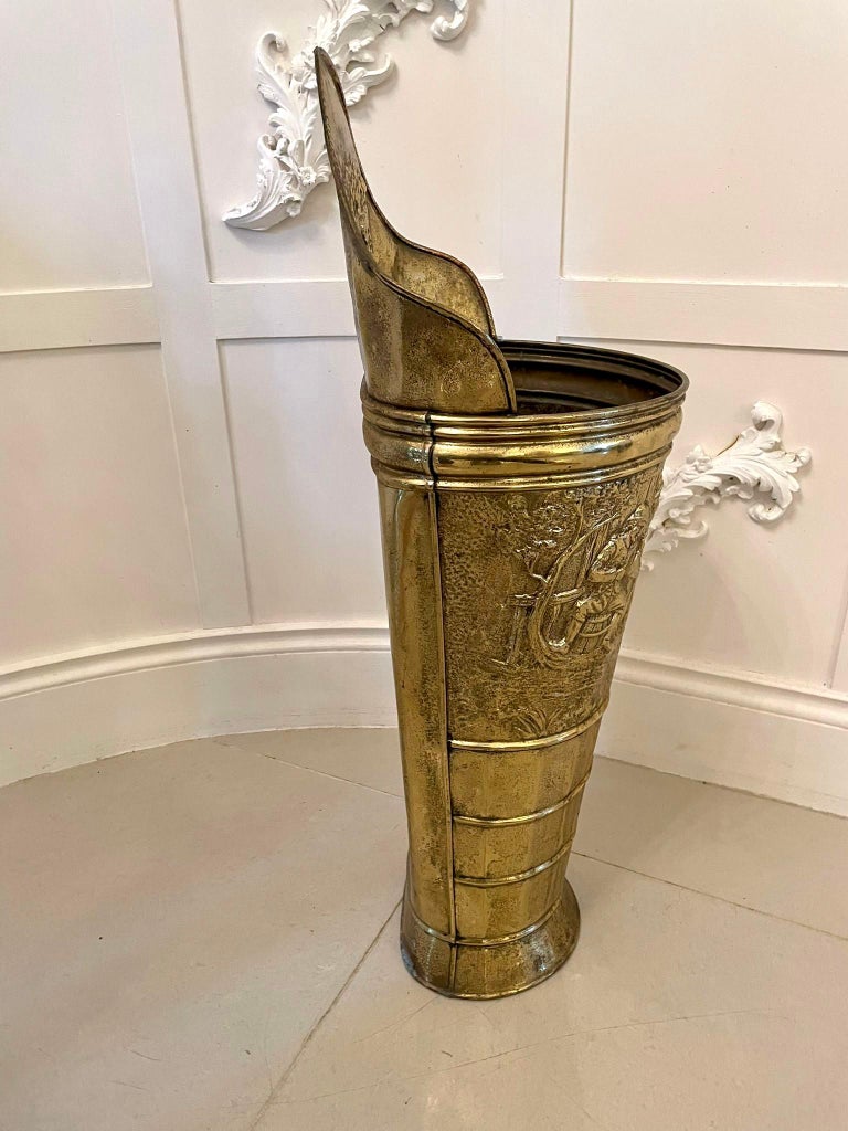 Large Antique Edwardian Ornate Brass Stick Stand at 1stDibs